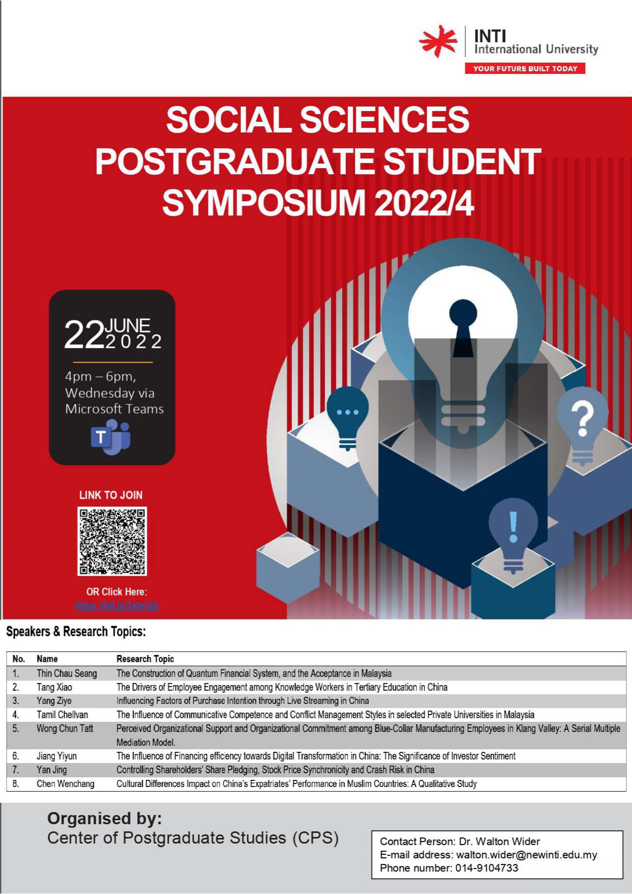 Postgraduate Student Symposium 2022 – INTI International University ...